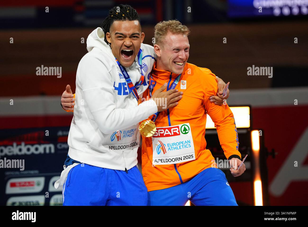 Gold medalists Netherlands' Menno Vloon, right, and Greece's Emmanouil ...