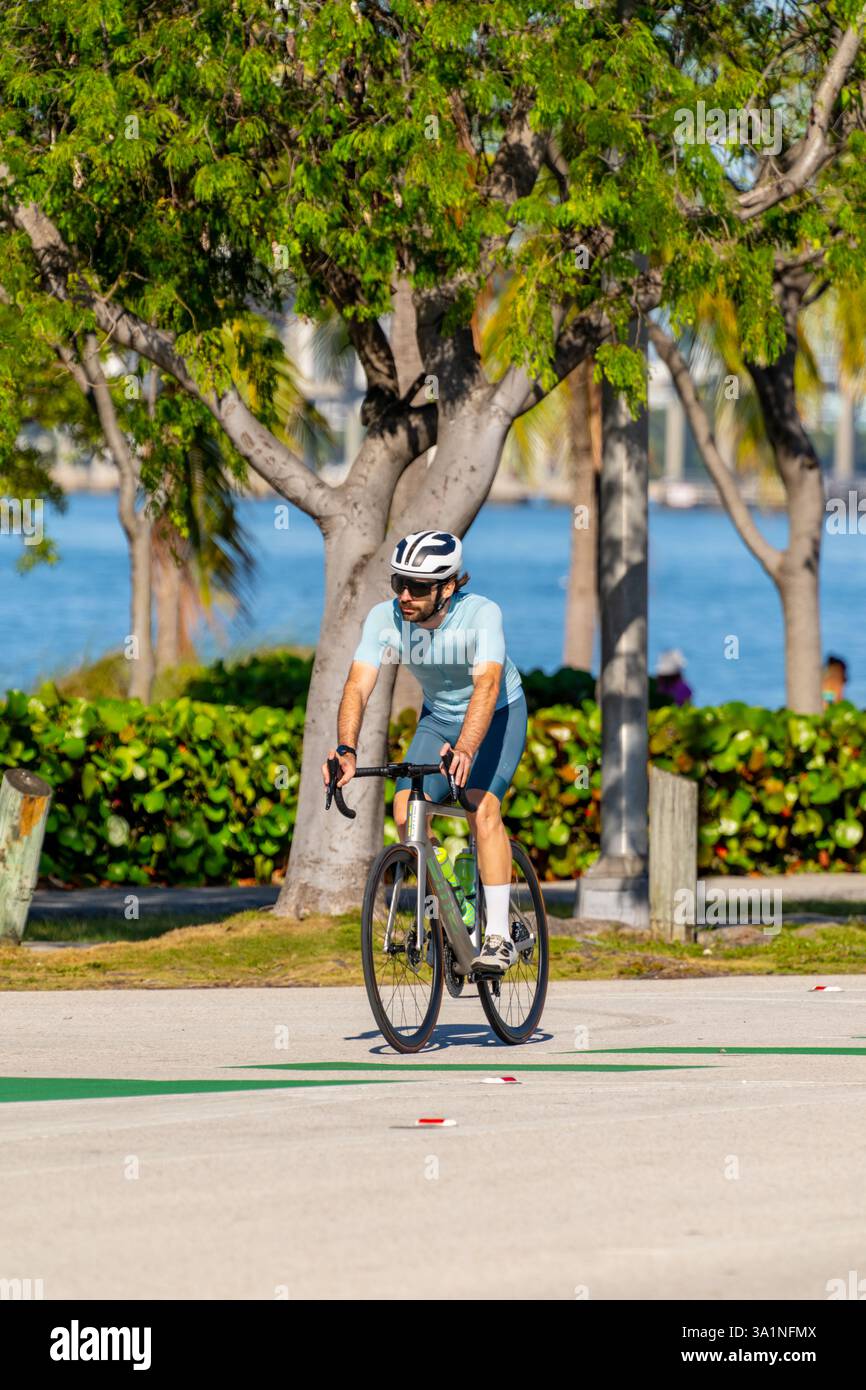 Key Biscayne Miami, FL, USA - March 8, 2025: Road cyclist in Miami ...