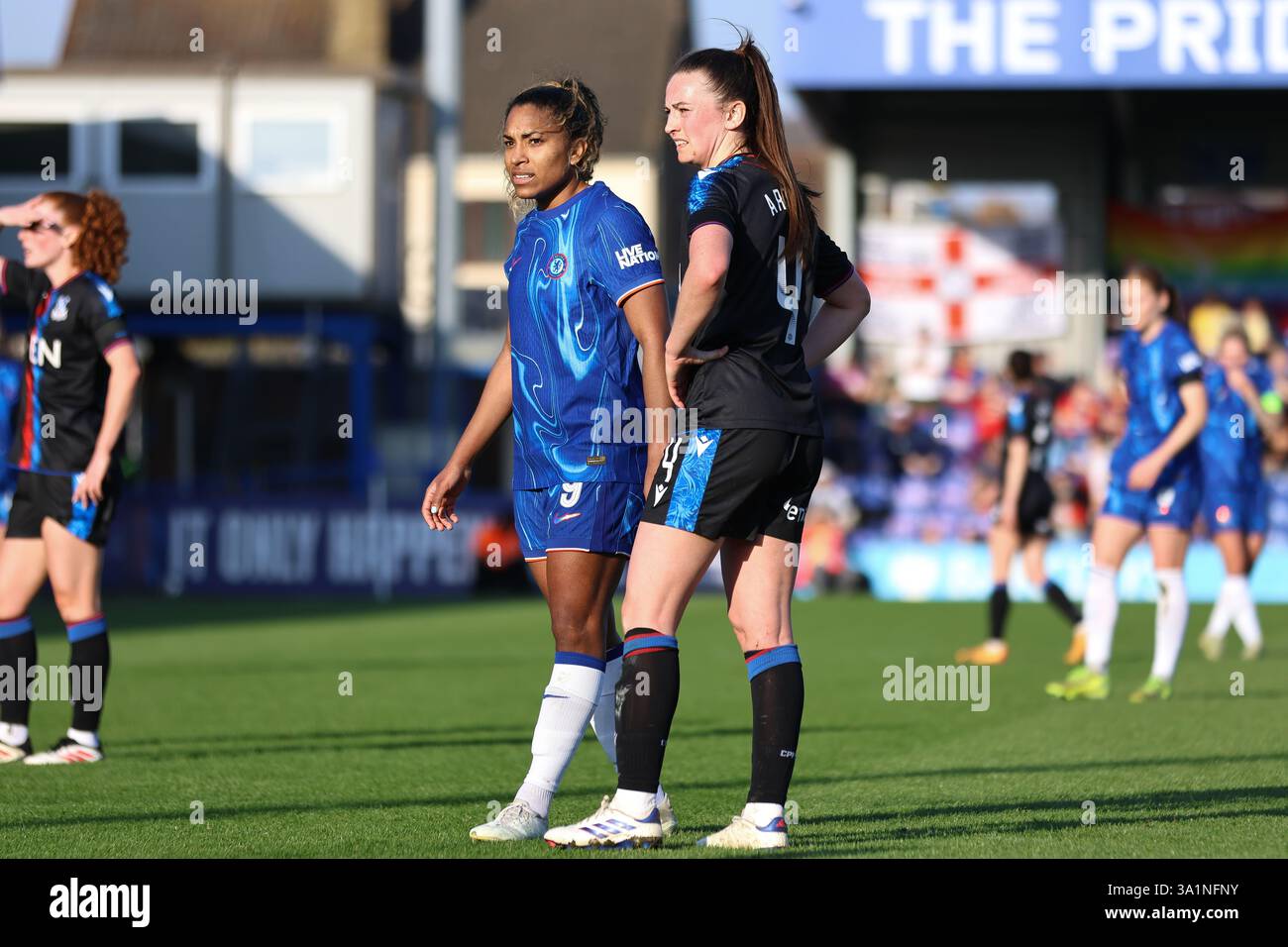 Chloe Arthur (Crystal Palace 4) and Catarina Macario (Chelsea 9) during ...