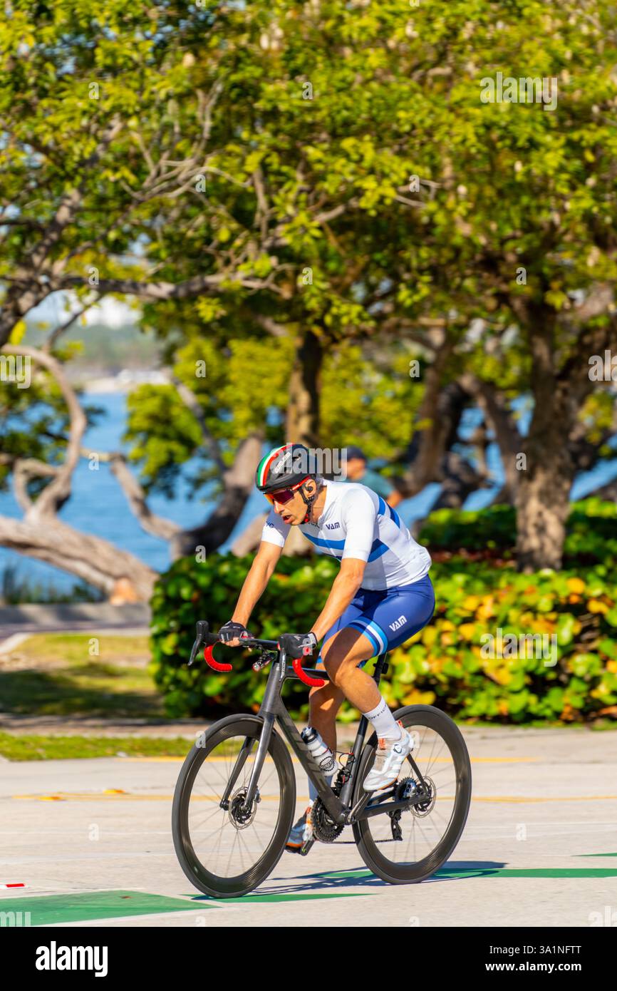 Key Biscayne Miami, FL, USA - March 8, 2025: Saturday morning, bike ...