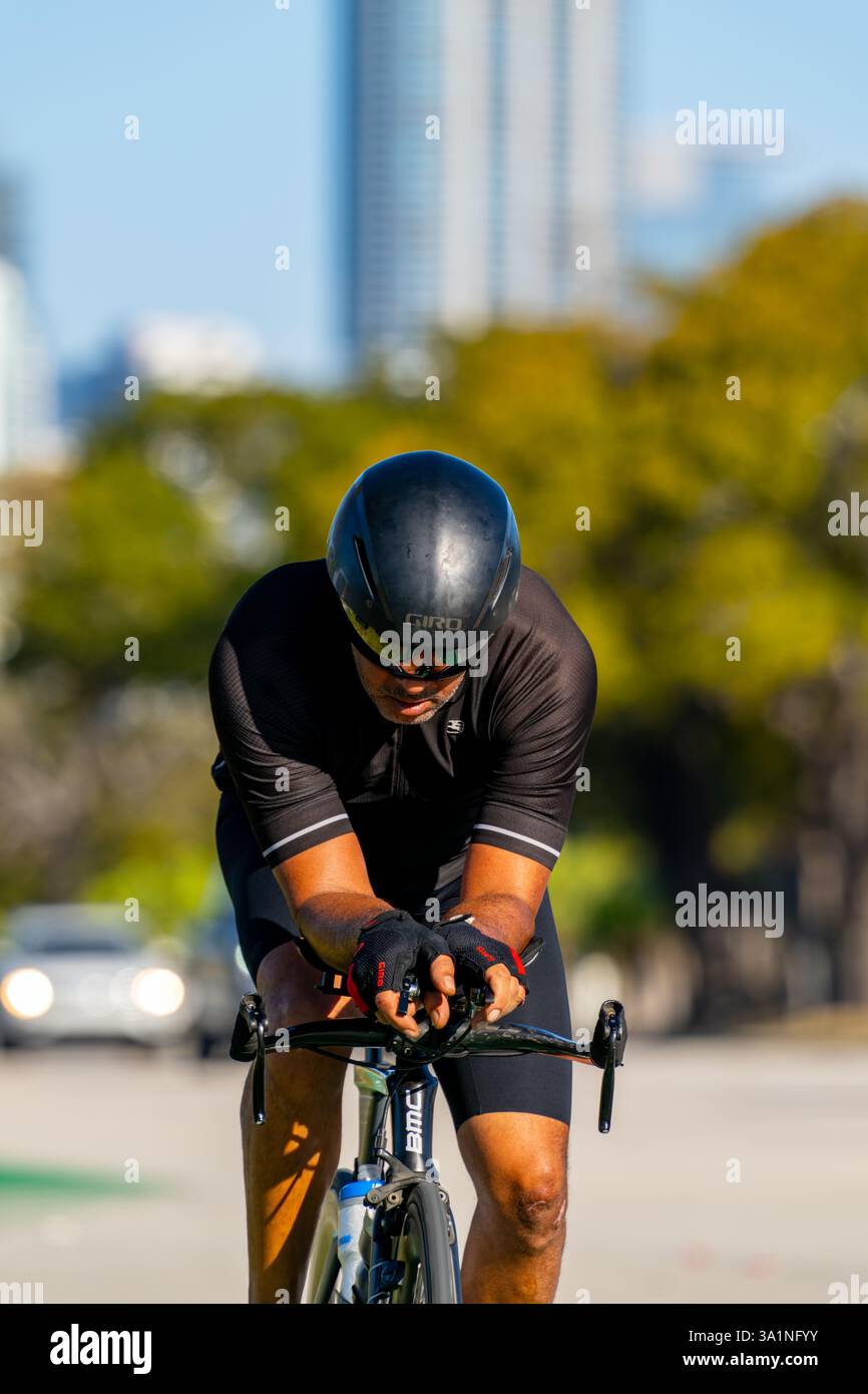 Key Biscayne Miami, FL, USA - March 8, 2025: Safe bike lanes on Key ...