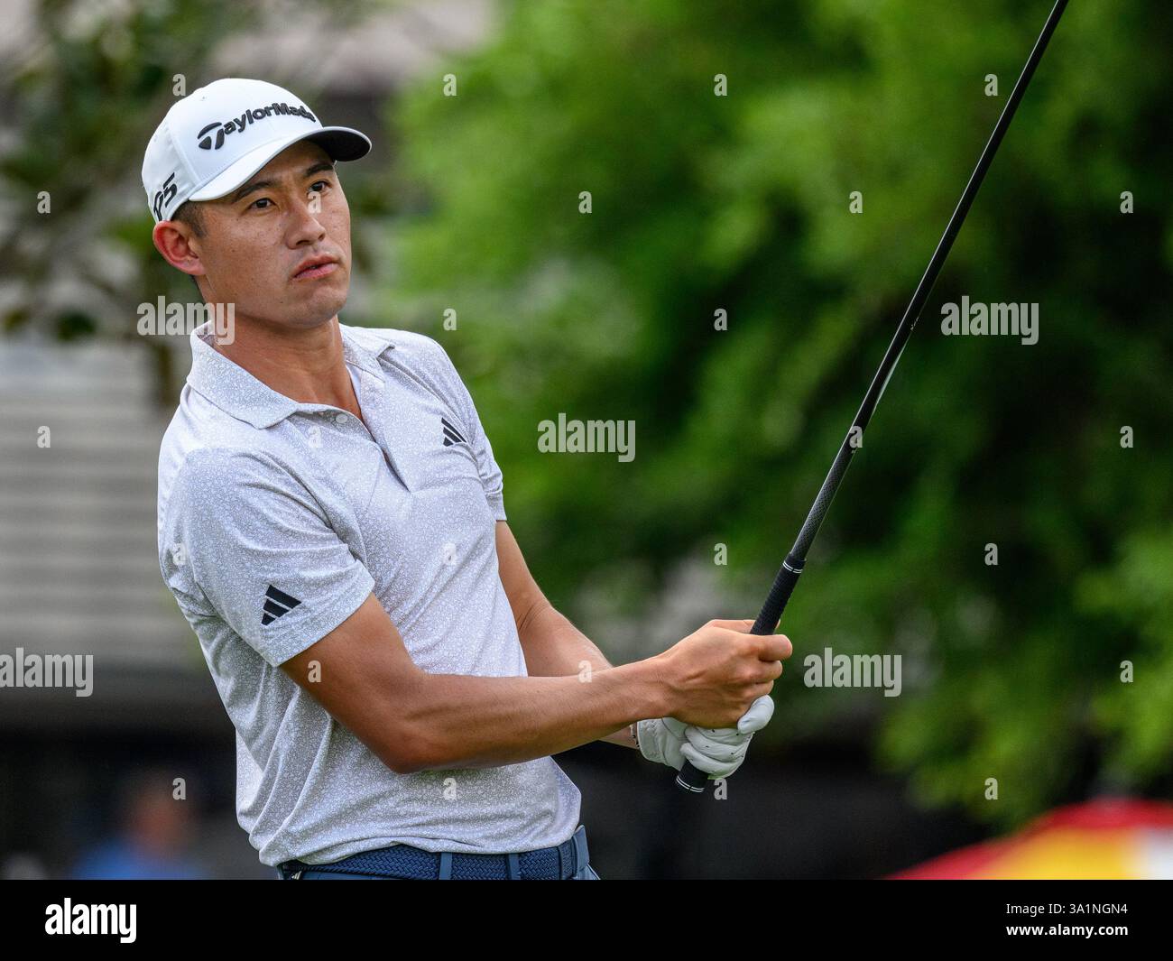 Orlando, FL, USA. 9th Mar, 2025. Collin Morikawa on the 1st tee to start final round of the ...