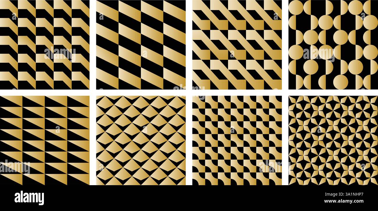 Metallic gold continuous geometric pattern Stock Vector Images - Alamy
