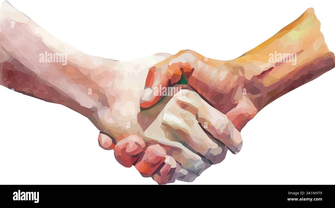 Watercolor realistic vector illustration of shaking hands Stock Vector ...