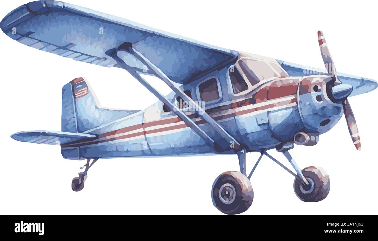 Watercolor vector illustration of an ultralight airplane Stock Vector ...