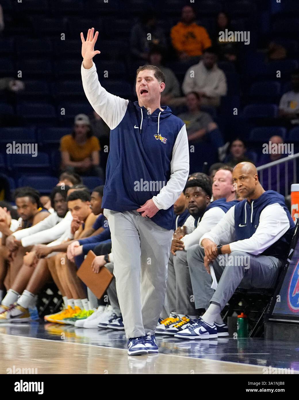 WASHINGTON, DC - MARCH 09: Drexel Dragons Head Coach Zach Spiker speaks ...