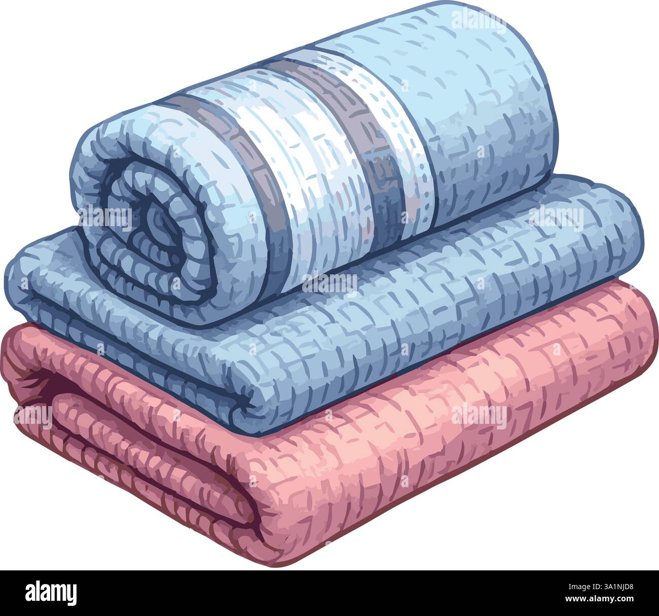 Watercolor vector illustration of folded towels Stock Vector Image ...