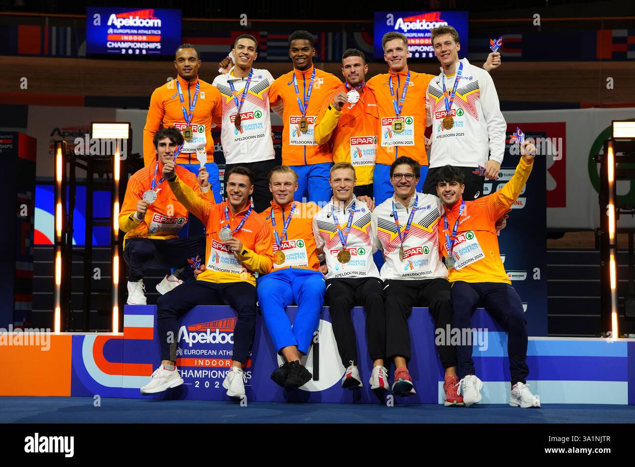 Teams second placed Spain, winners Netherlands and third placed Belgium ...