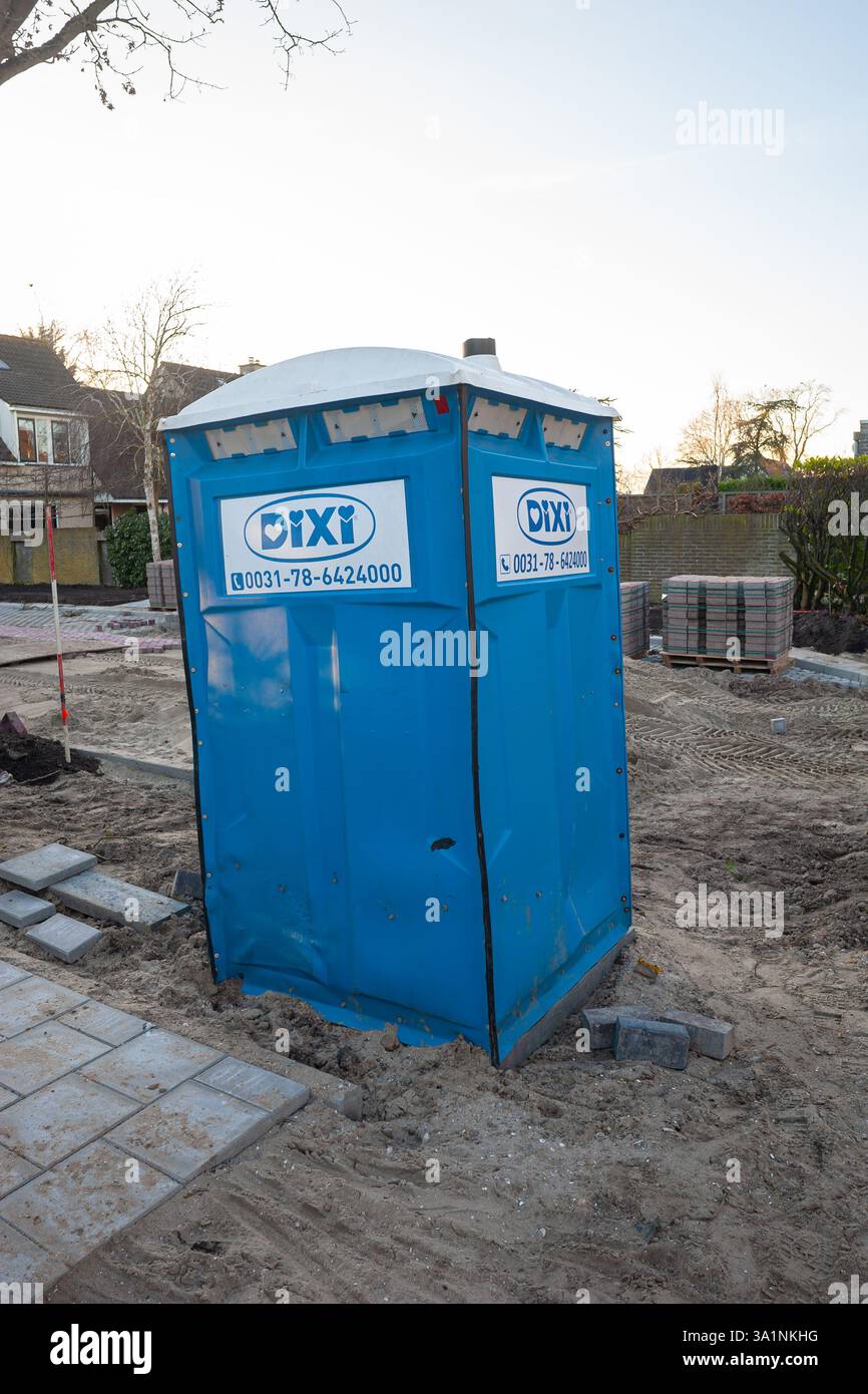 Mobile toilet on a construction site, also known as Dixi Stock Photo ...