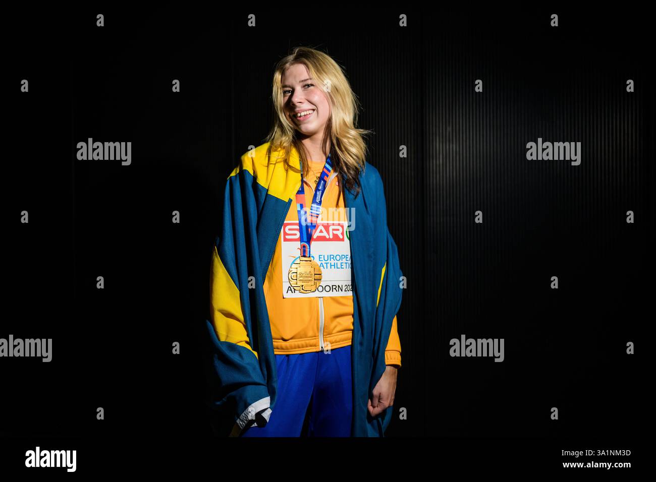 250309 Engla Nilsson of Sweden poses with a Swedish flag and her bronze ...