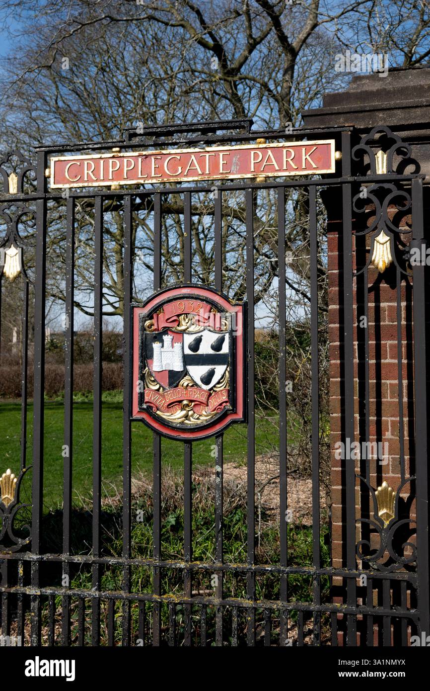 Cripplegate Park gates, Worcester, Worcestershire, England, UK Stock ...