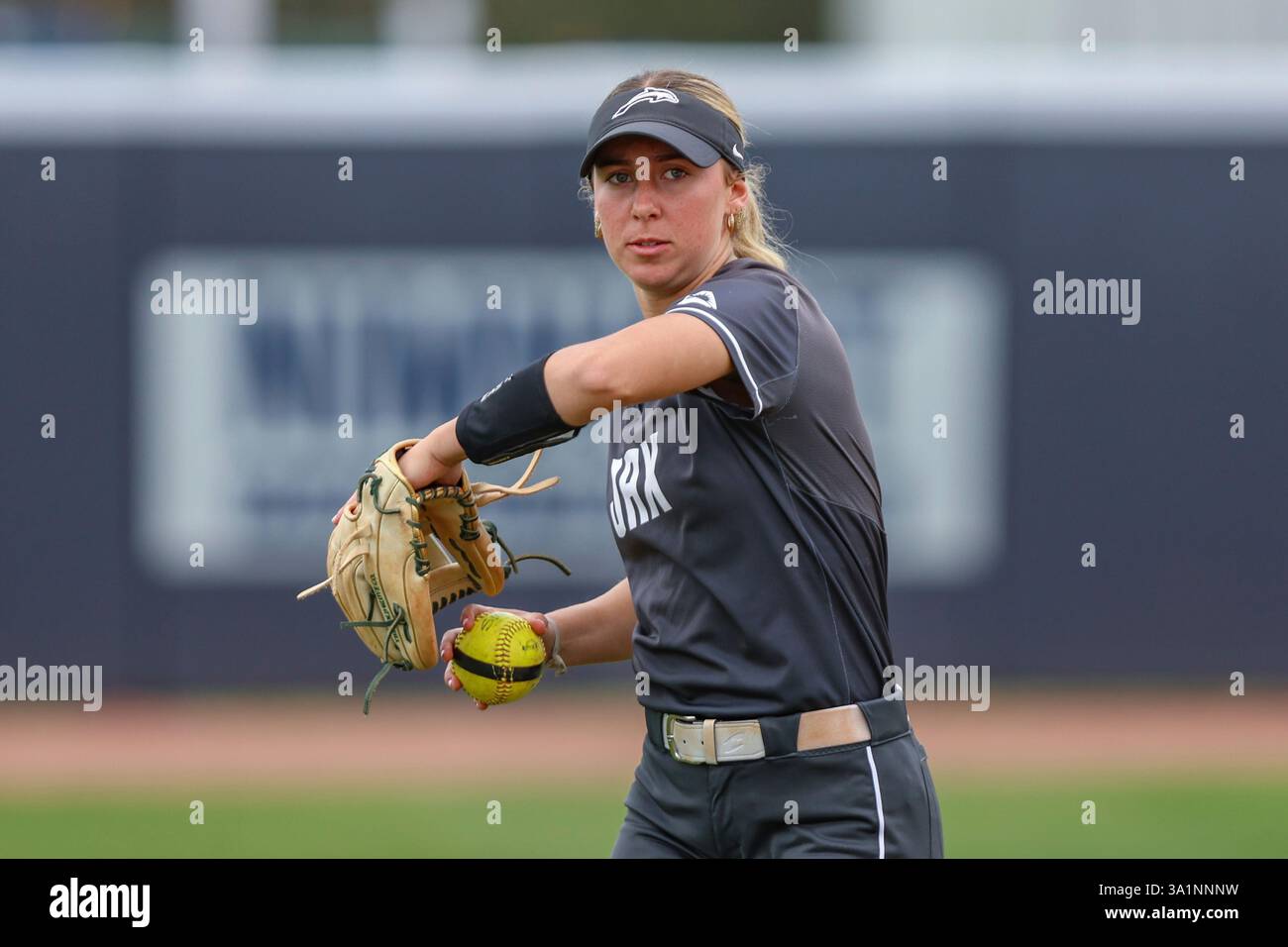 Jacksonville second baseman Kiersten Stevens (3) warms up before an ...