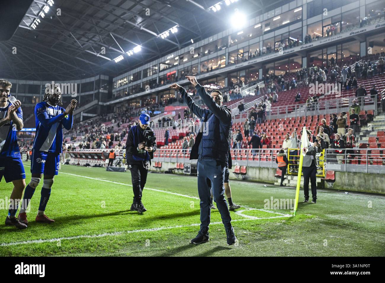 Gent's interim head coach Danijel Milicevic celebrates after winning a ...