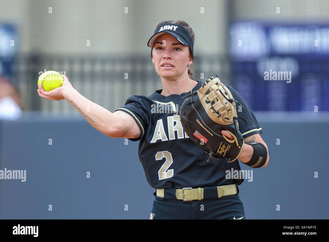 Army infielder Leila Hurst (2) in action during an NCAA softball game ...