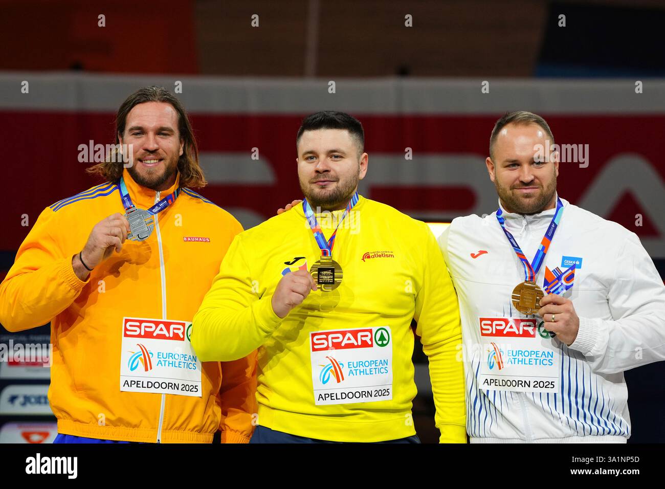 From left: Silver medalist Sweden's Wictor Petersson, Gold medalist Romania's Andrei Rares ...