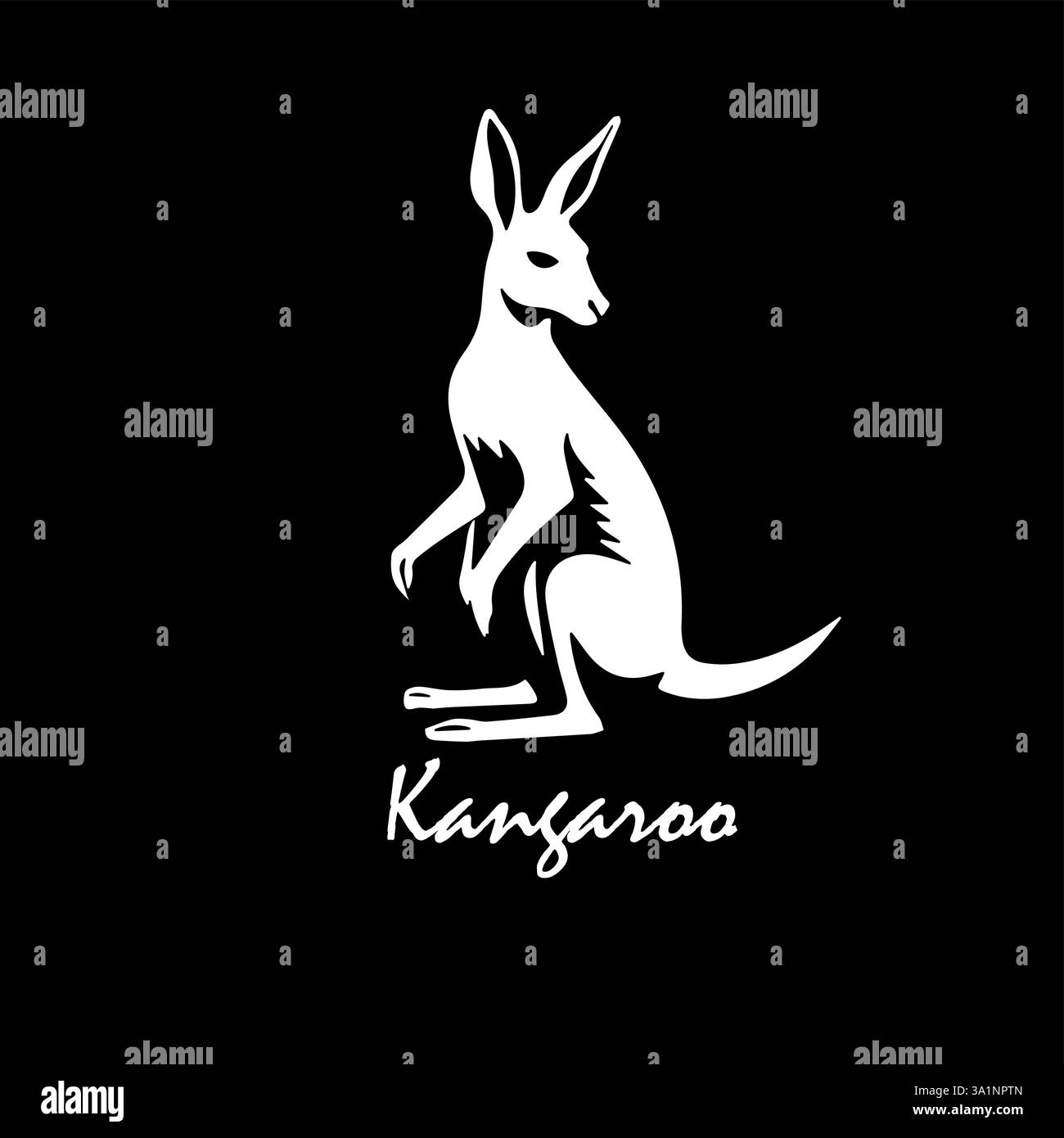 Kangaroo object on a black background. hand drawing. Not AI, Vector ...