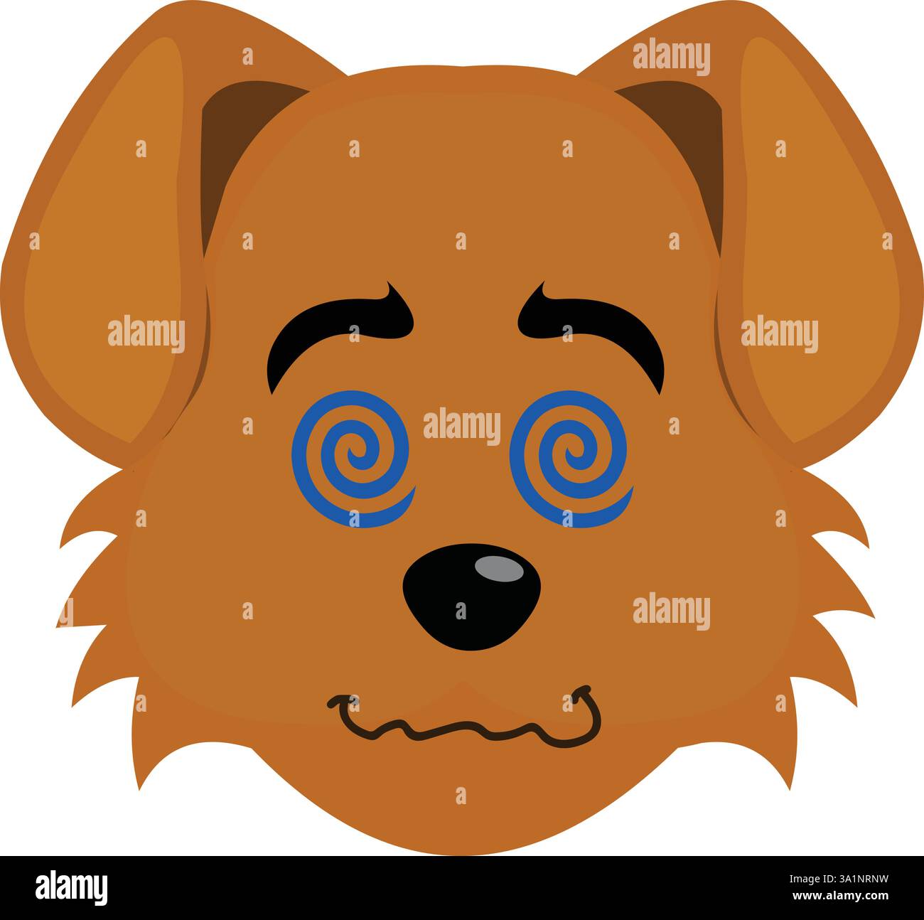 vector illustration emoji character face dog cartoon, hypnotized or ...