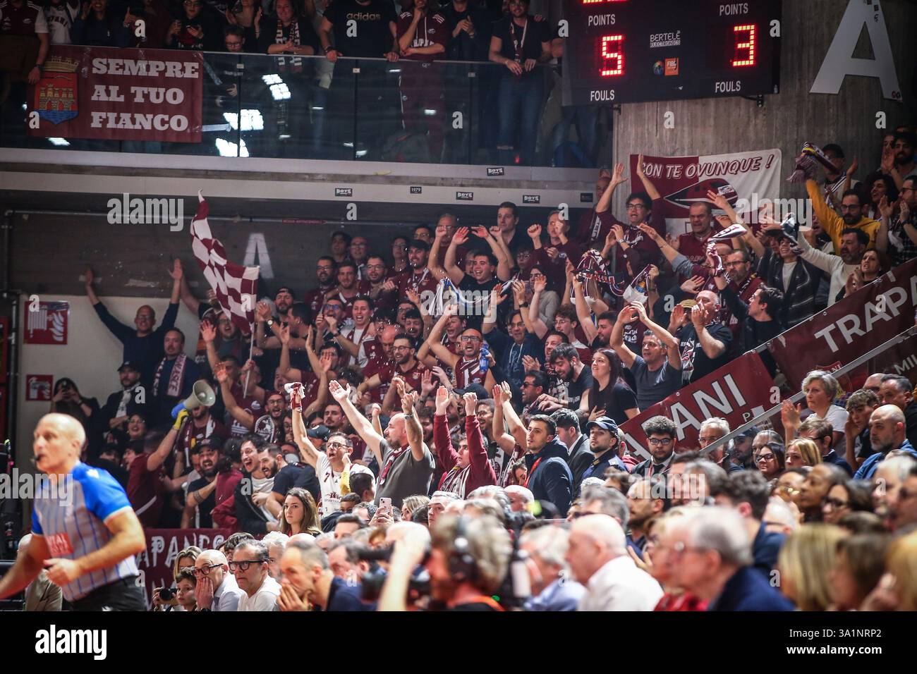 Reggio Emilia, Italy. 09th Mar, 2025. Trapani Shark's fans during ...