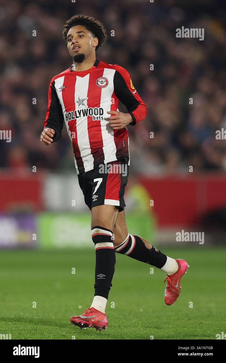 London, England, 8th March 2025. Kevin Schade of Brentford during the ...