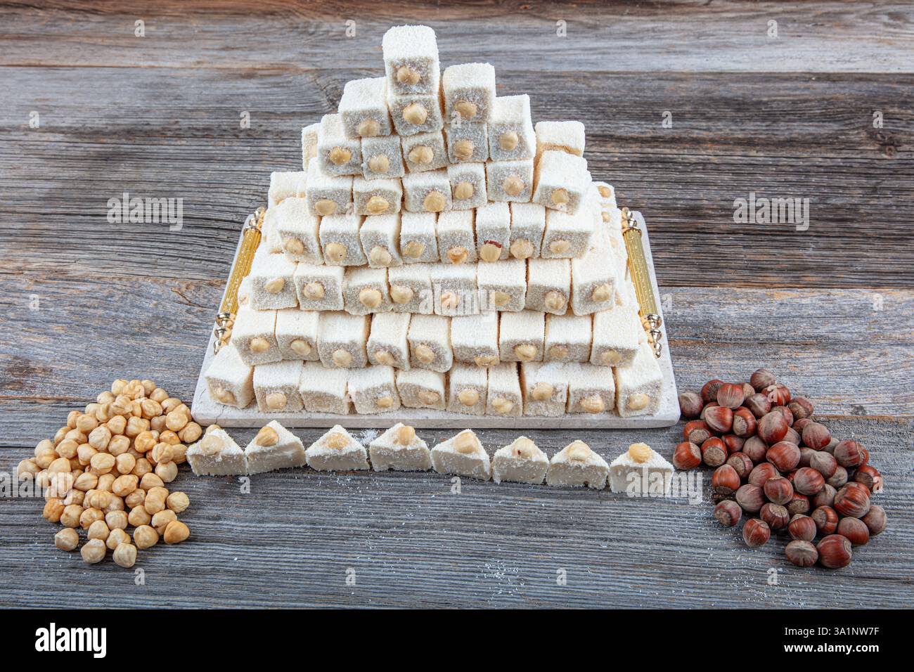 Delicious traditional turkish delight lokum with Hazelnut Afyon cream ...