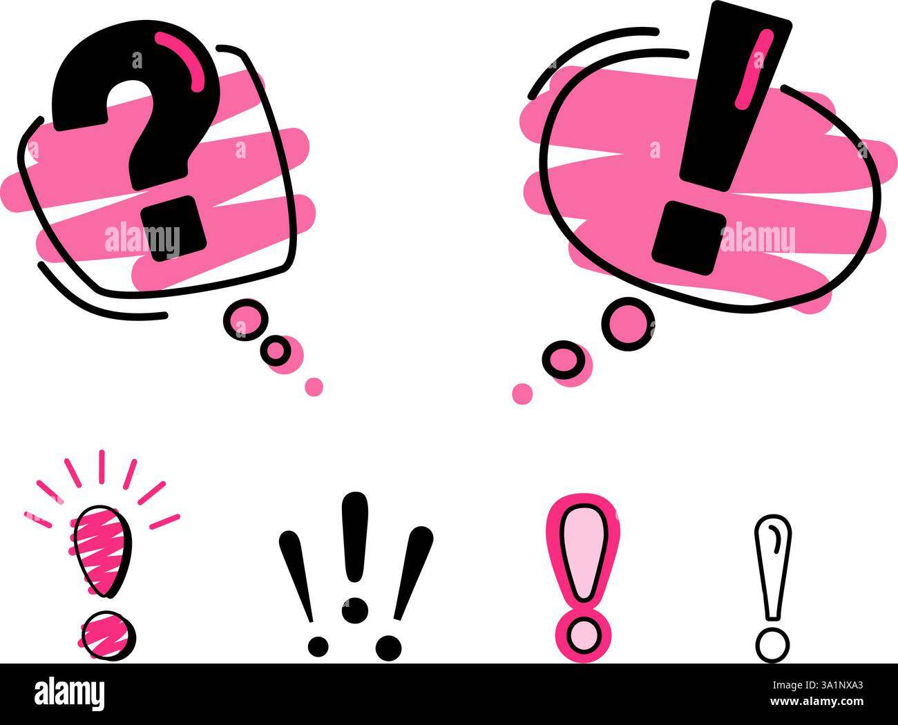 Exclamation mark icon in red speech bubble. Linear question mark. with ...