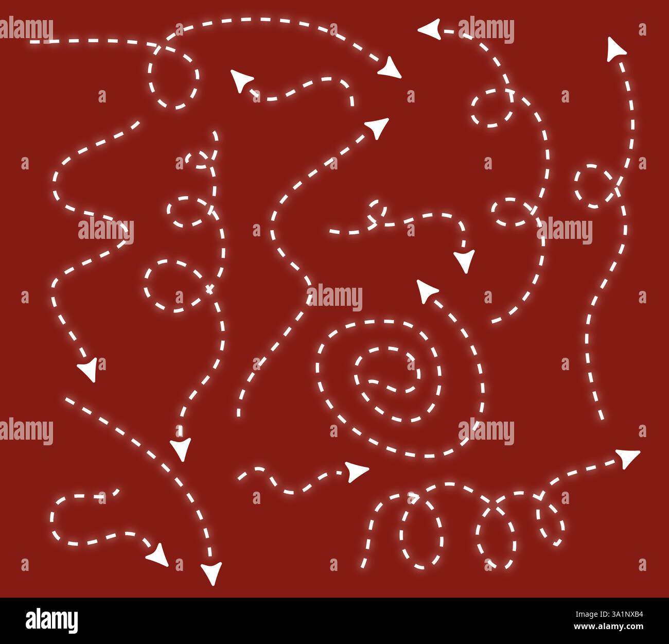 Abstract background with dash arrows going down, right, up. Vector ...