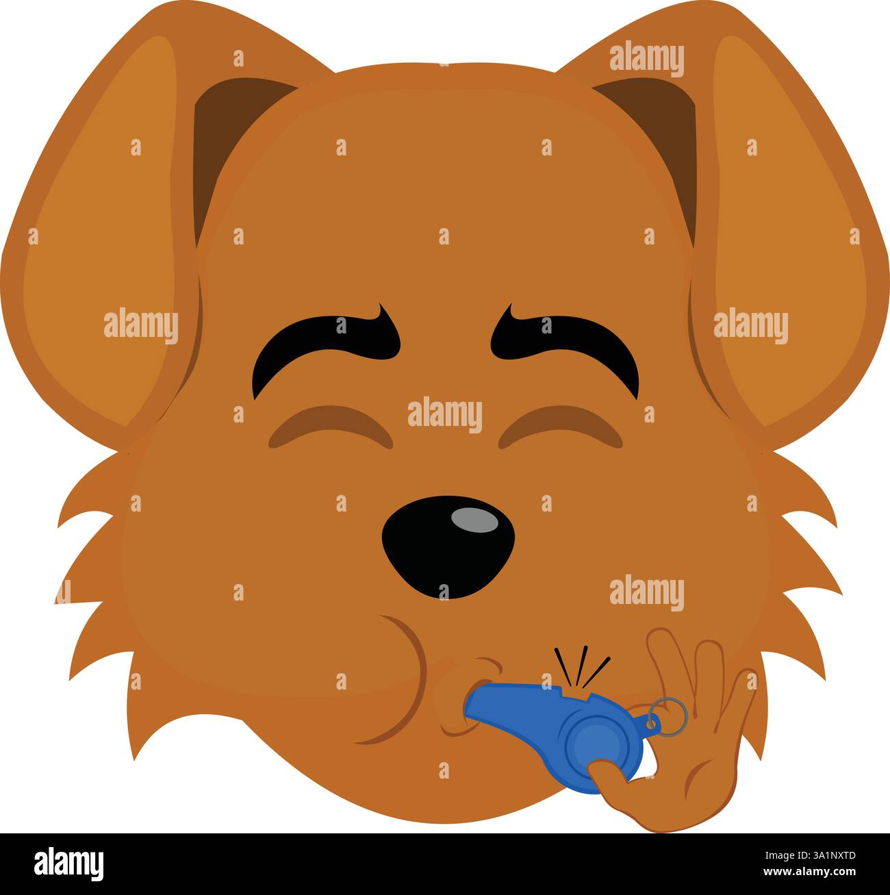 vector illustration emoji character face dog cartoon, with his mouth ...