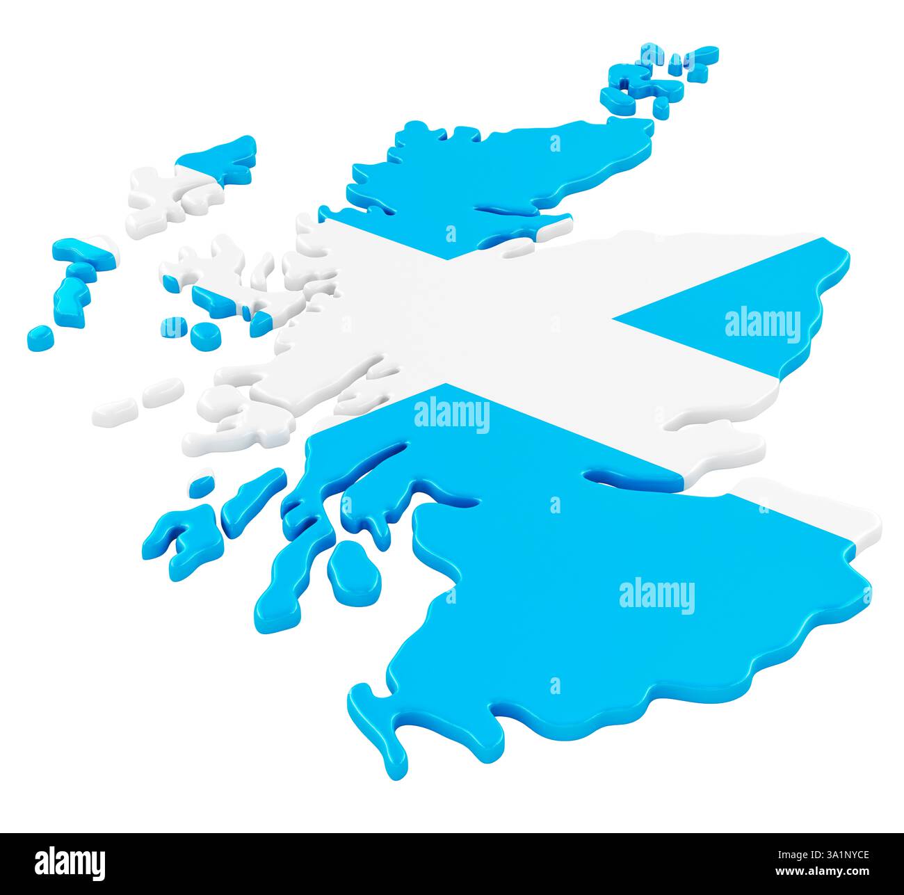 Scotland. Scottish map closeup, 3D rendering isolated on white ...