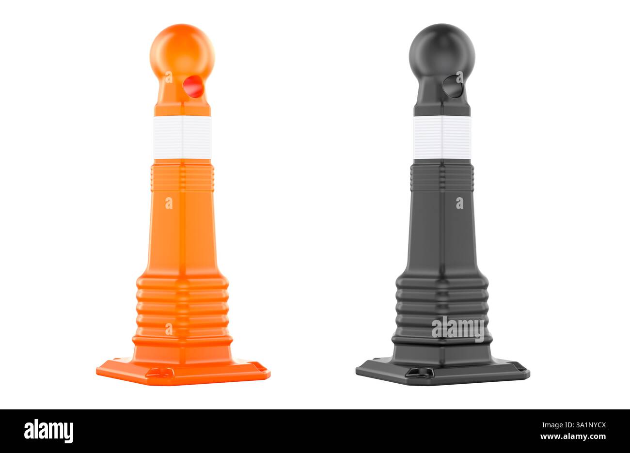 Pedestrian Bollards Channelizers, 3D rendering isolated on white background Stock Photo - Alamy