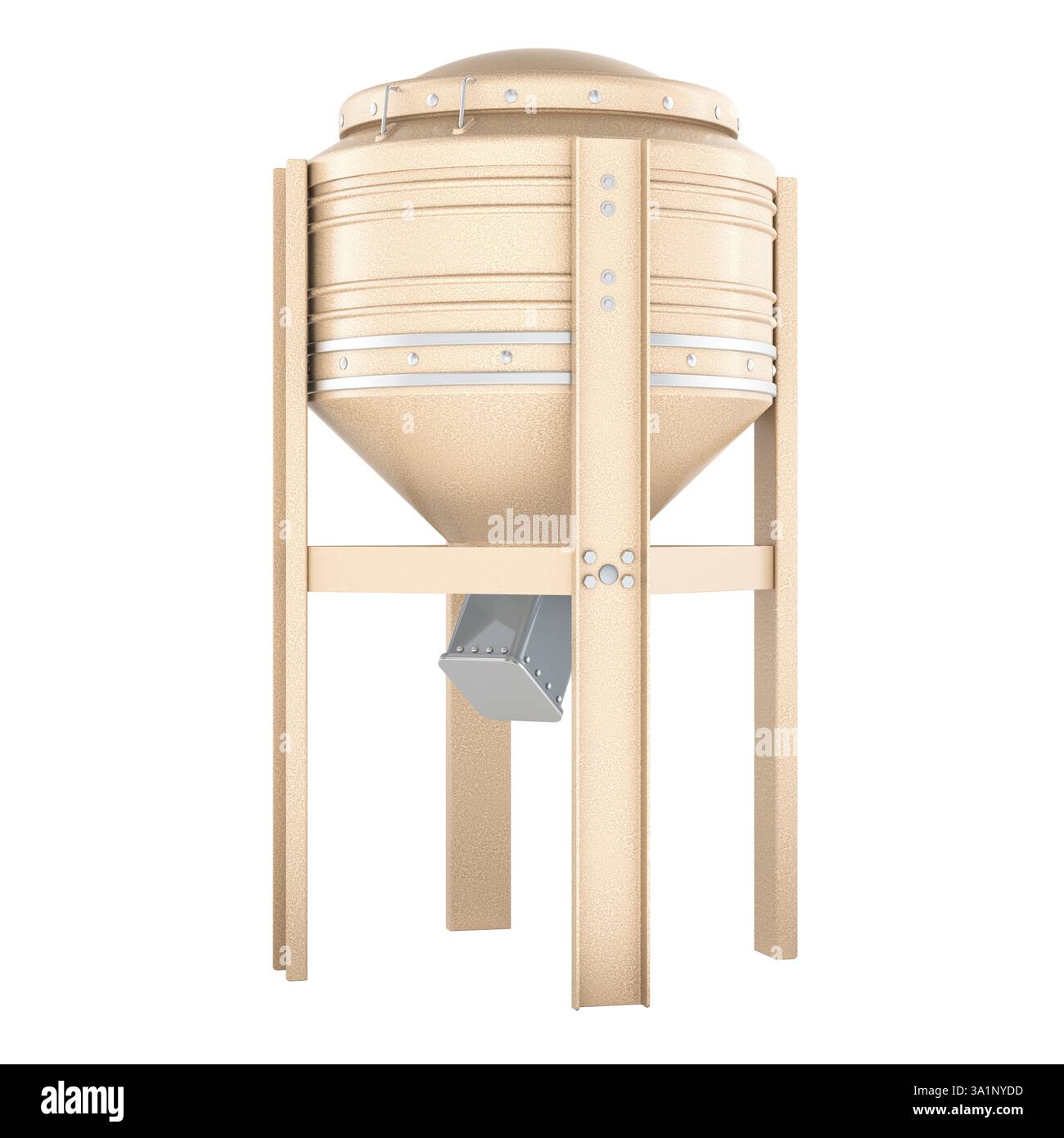 Feed Bin or grain bin for Storing Grain. 3D rendering isolated on white ...