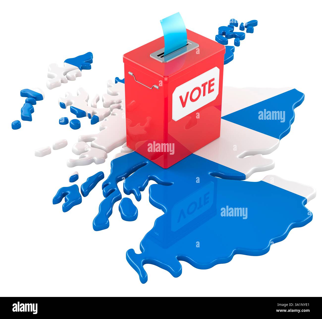 Scottish map with ballot box. Election in Scotland or referendum about ...