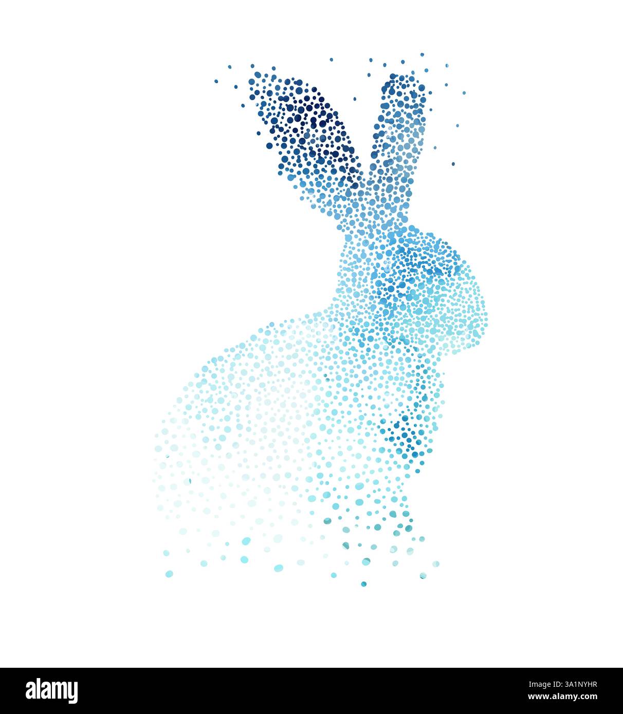 Happy Easter. Blue Bunny. hand drawn. Not AI, Vector illustration Stock ...