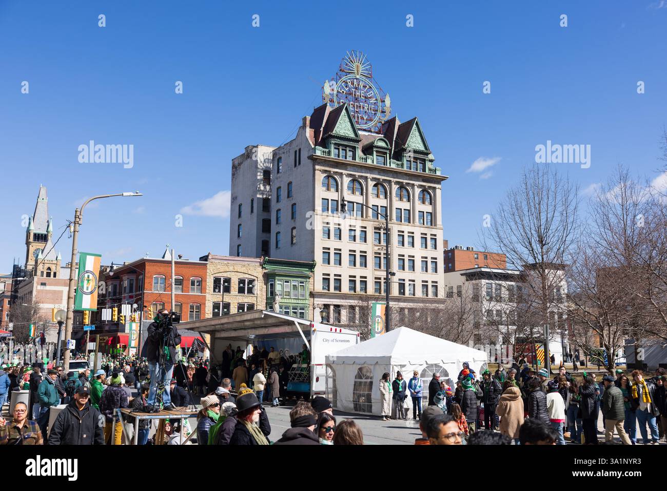 Scranton, PA - March 8, 2025: St. Patrick's Parade, A crowd of people ...