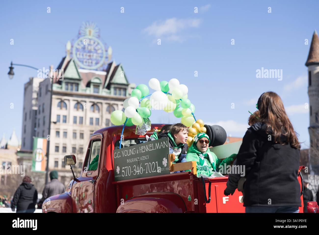 Scranton, PA - Mar 8, 2025 : St Patrick's Parade, The truck decorated ...