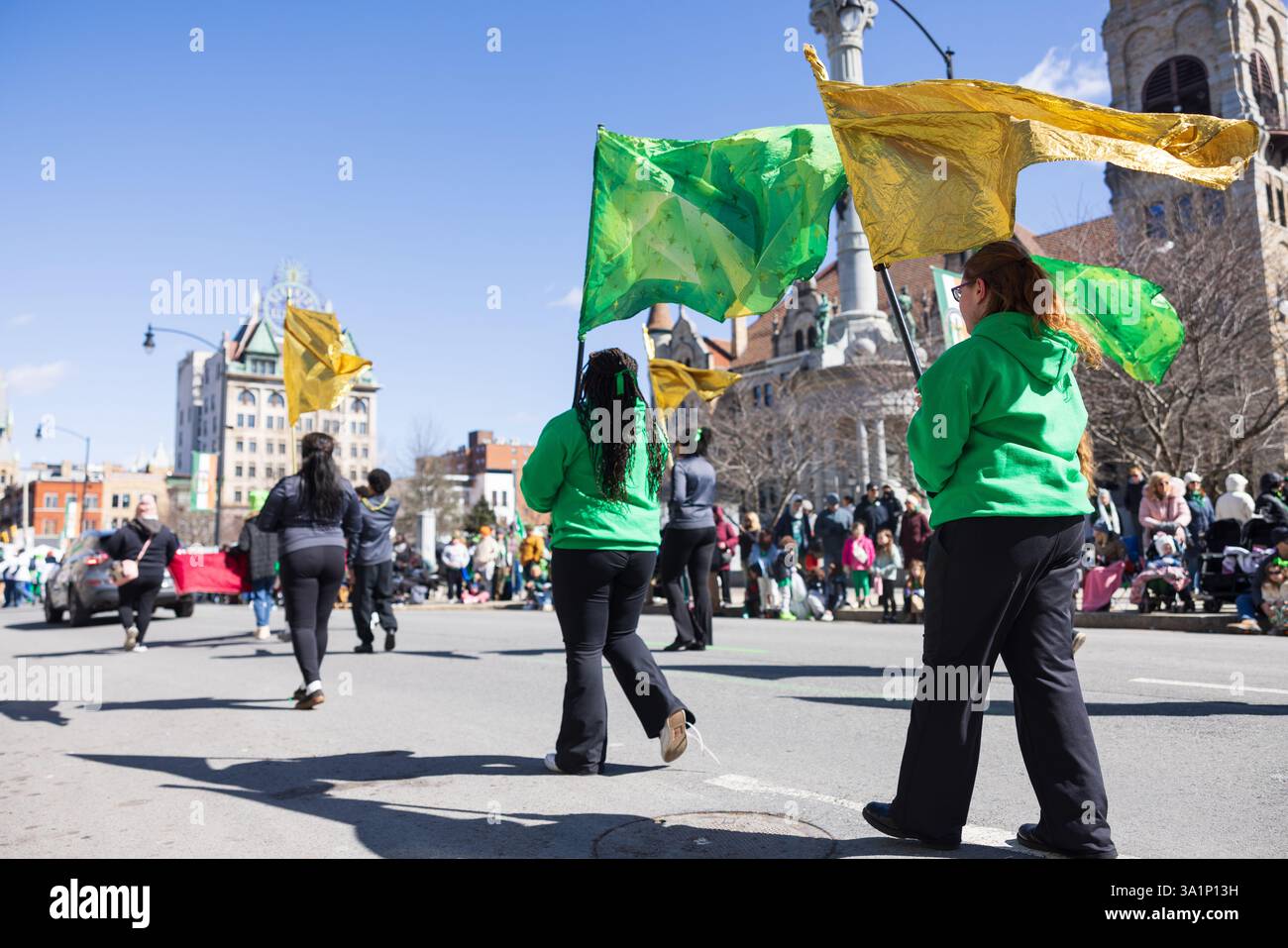 Scranton, PA - March 8, 2025: St. Patrick's Parade, Group of people are ...
