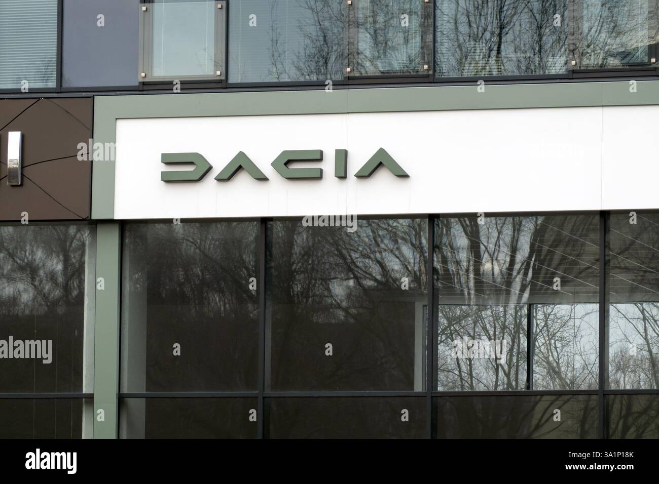 OSTRAVA, CZECHIA - DECEMBER 16, 2023: New brand logo of Romanian car ...