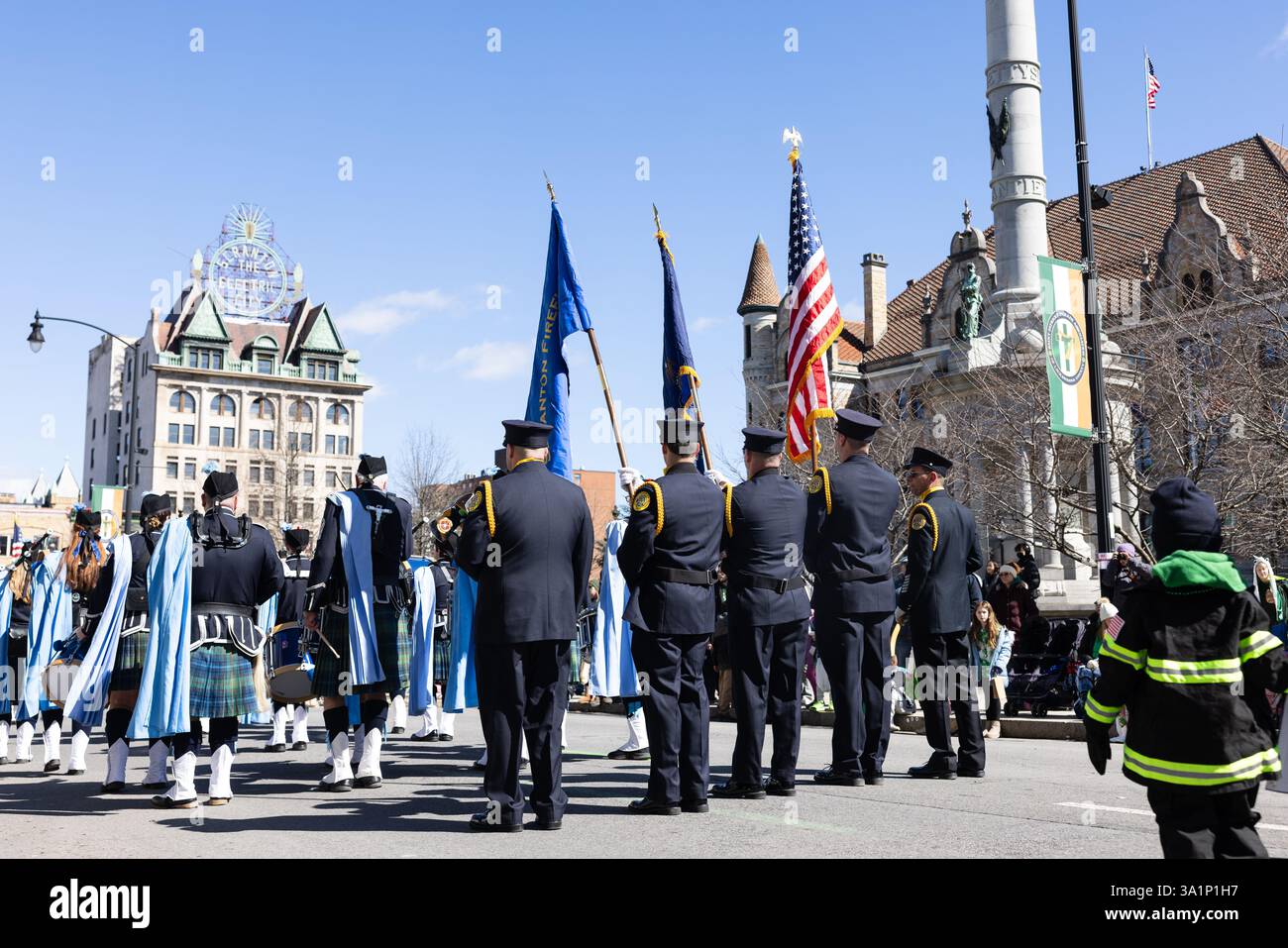 Scranton, PA - March 8, 2025: St. Patrick's Parade, Group of people in ...