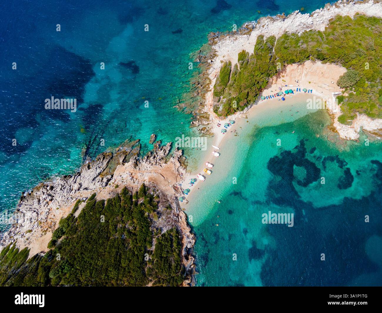 Panoramic view of Ksamil, Albanian Riviera. Ksamil islands are located ...