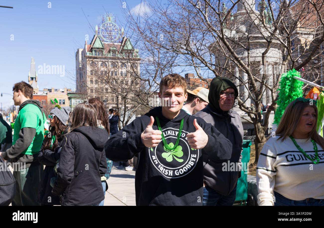 Scranton, PA - March 8, 2025 : People enjoying the St. Patrick's Parade ...