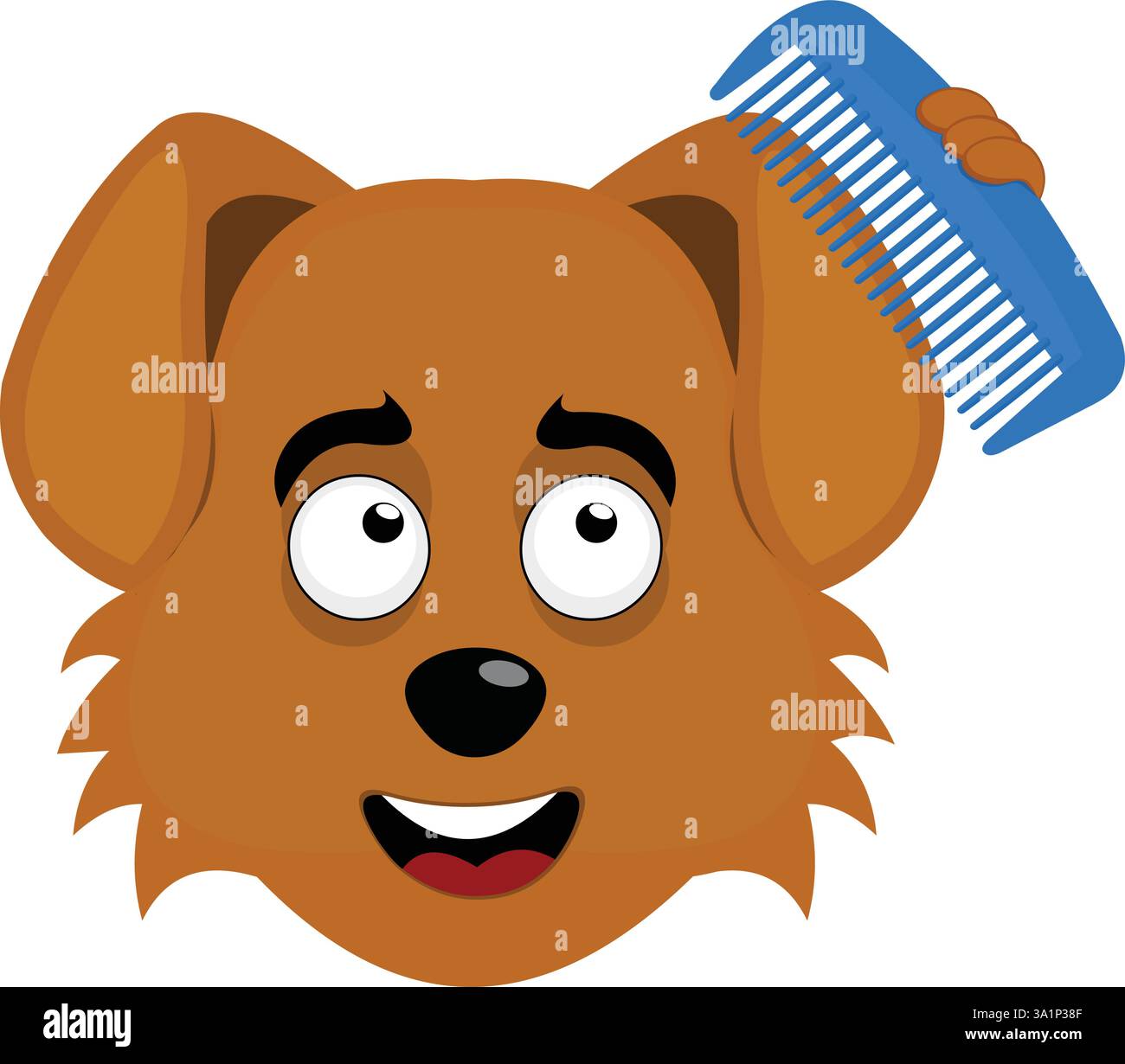 vector illustration emoji character face dog cartoon, combing her hair ...