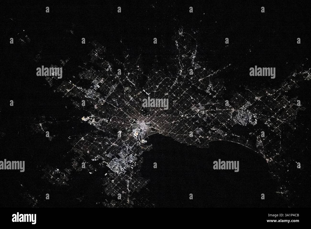 Melbourne, Australia. The city lights of Melbourne at night on Port ...