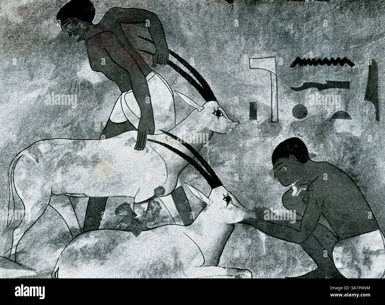 This 1925 image shows: antelope eating. The design was part of a wall ...