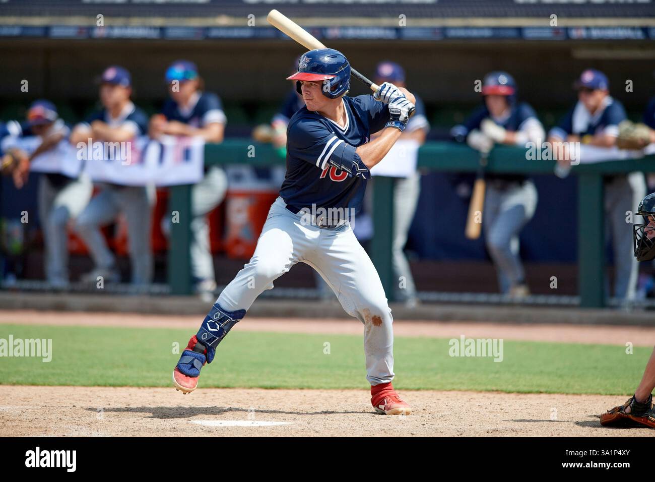 CJ Sampson (10) (Tomball, TX) at bat during the USA Baseball 18U ...