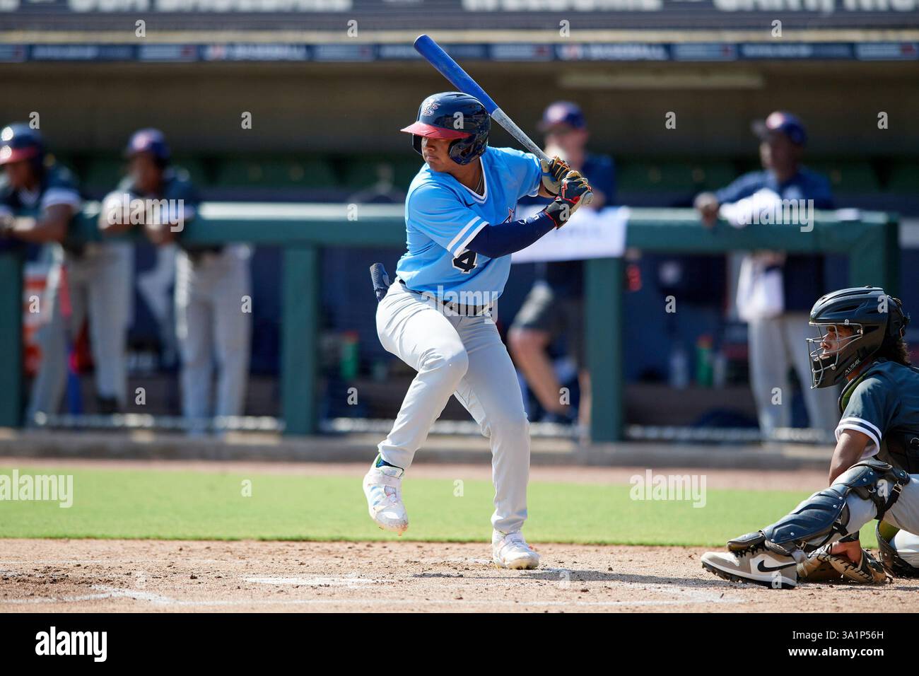 Kayson Cunningham (4) (San Antonio, TX) at bat during the USA Baseball ...