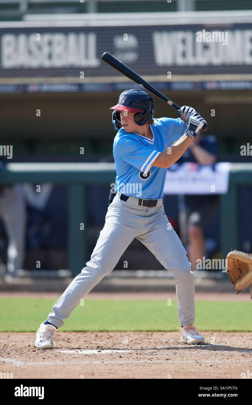 Sean Gamble (8) (Des Moines, IA) at bat during the USA Baseball 18U ...
