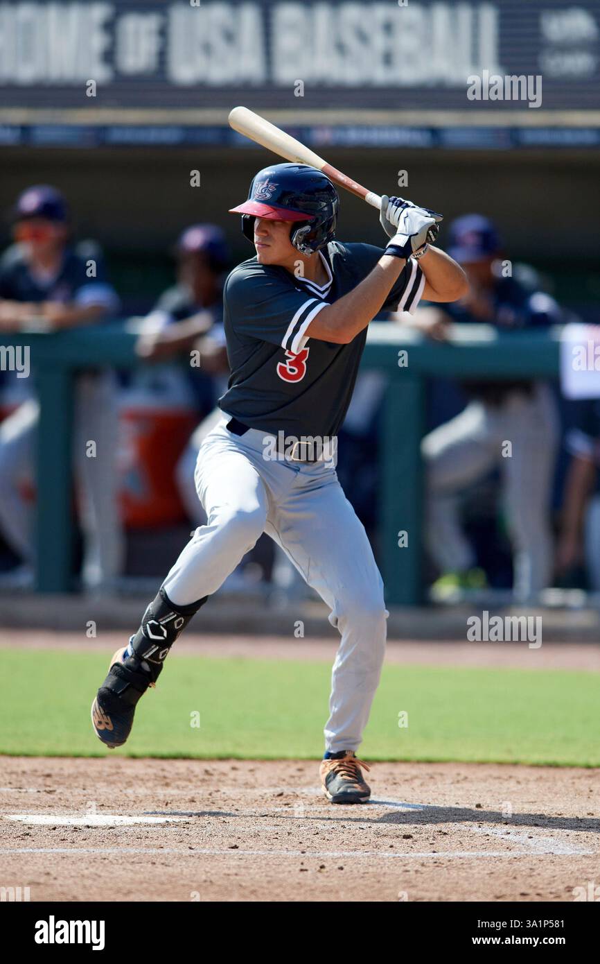 Ty Peeples (3) (Lavonia, GA) at bat during the USA Baseball 18U ...
