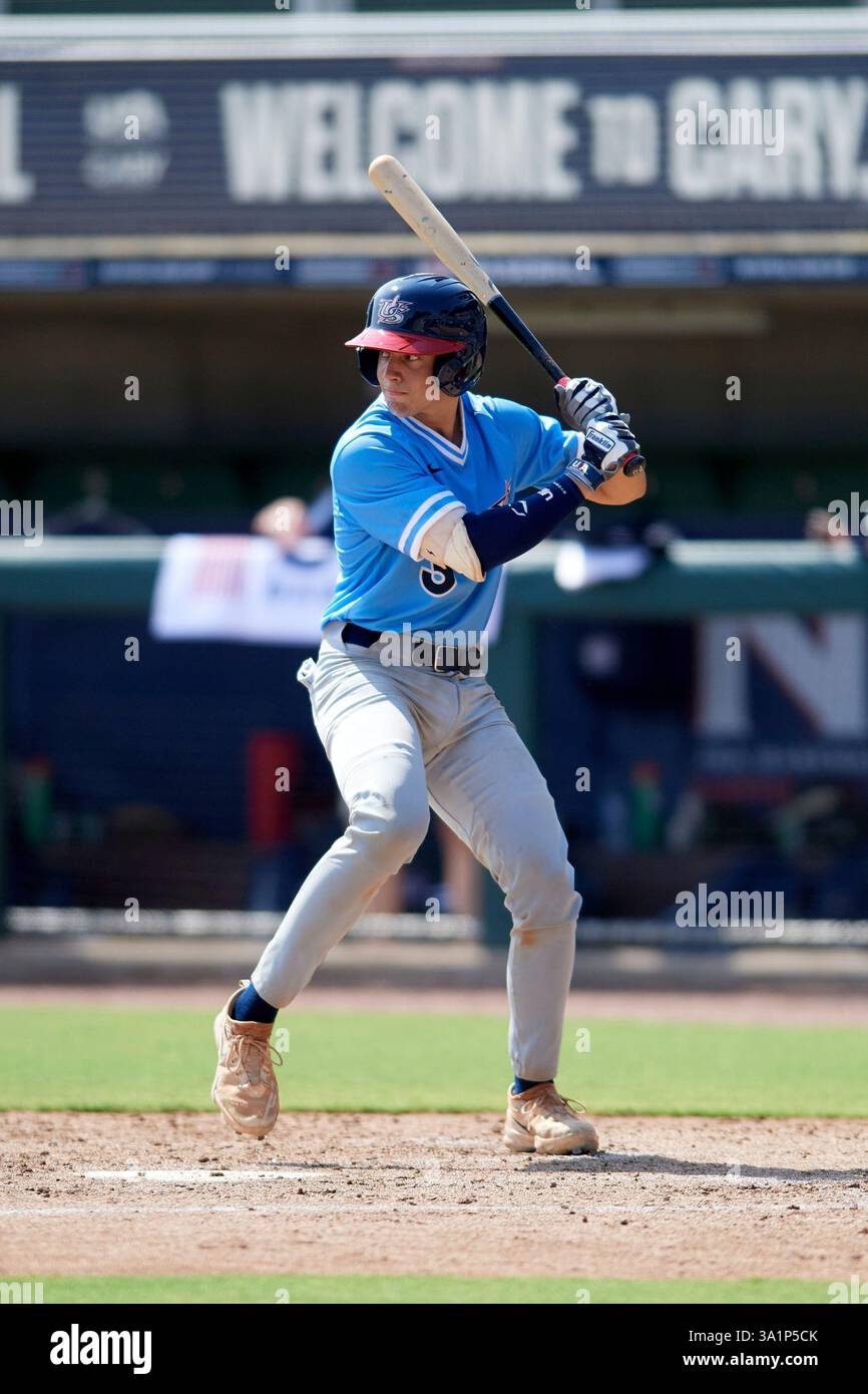 Landon Hodge (3) (Aqua Dulce, CA) at bat during the USA Baseball 18U ...