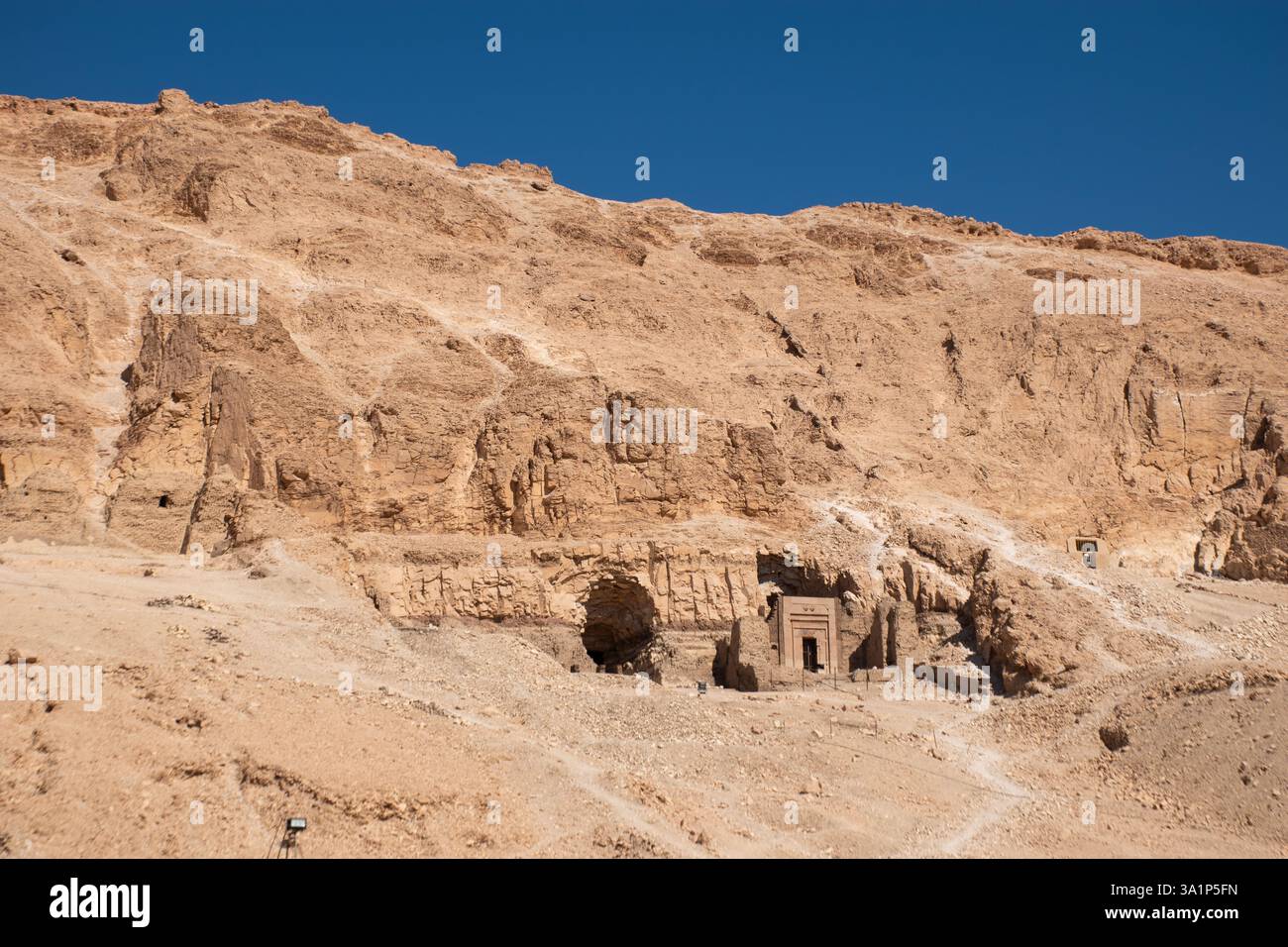 The high cliffs at the Valley of the Kings archaeological site Stock ...