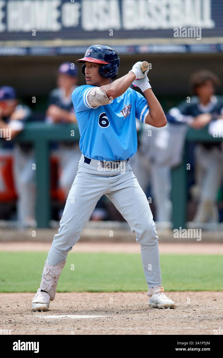 Mason Pike (6) (Puyallup, WA) at bat during the USA Baseball 18U ...