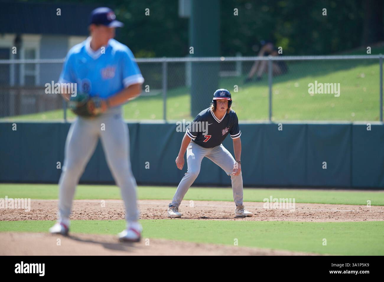 Ethan Holliday (7) (Stillwater, OK) leads off first base during the USA ...